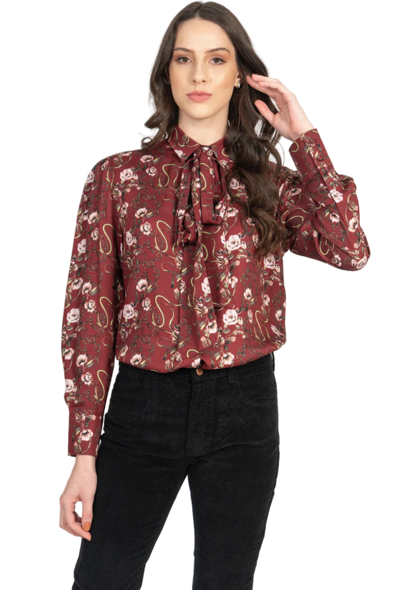 Hartwell Lisa Women’s Blouse - Wine Flowers – The Auld Forge - Country ...
