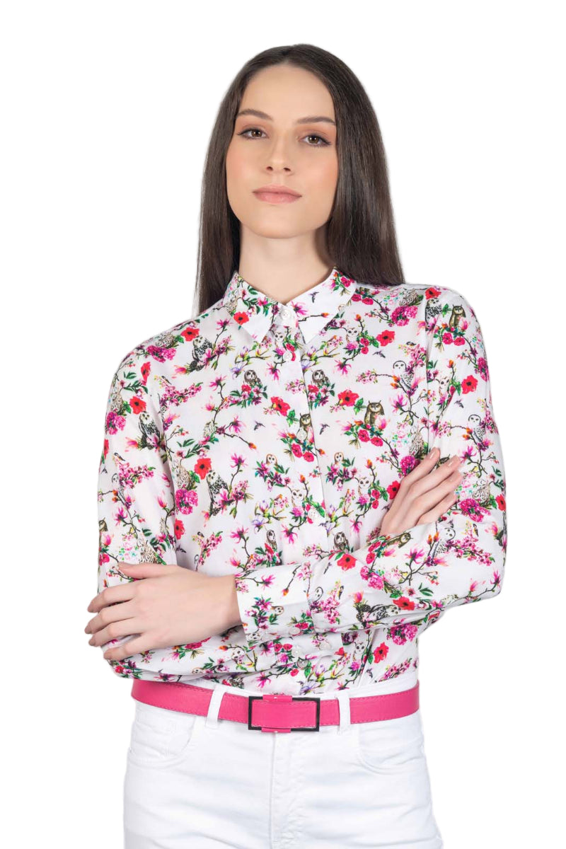 Hartwell Lydia Women’s Luxury Viscose Shirt - White Owls – The Auld ...